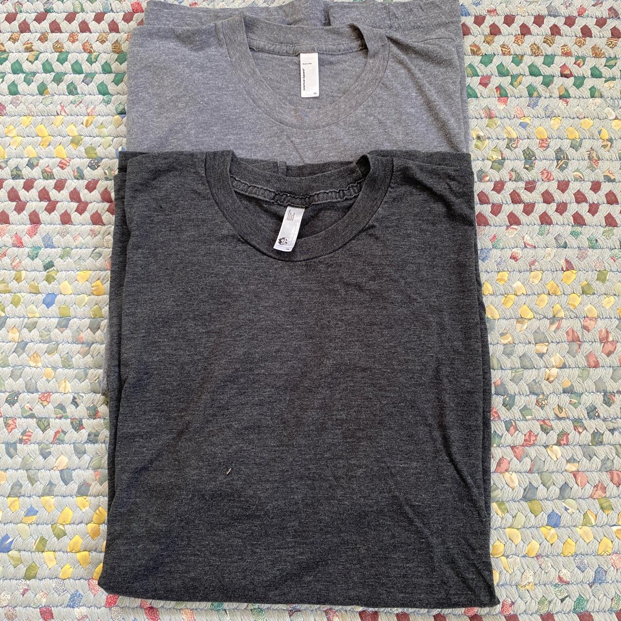 American Apparel Men's Grey and Silver T-shirt | Depop