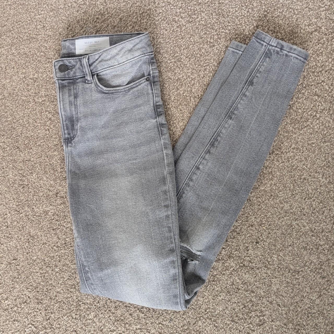 Noisy May Callie Grey skinny jeans with ripped... | Depop