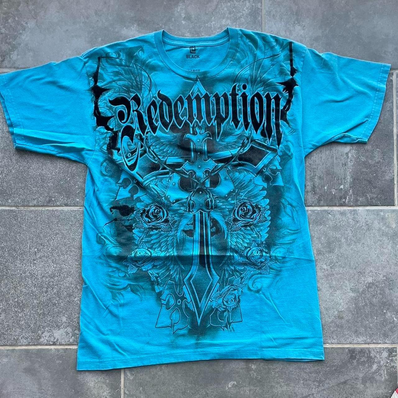 Y2K Vintage Baby Blue Redemption Chemistry Shirt -... - Depop