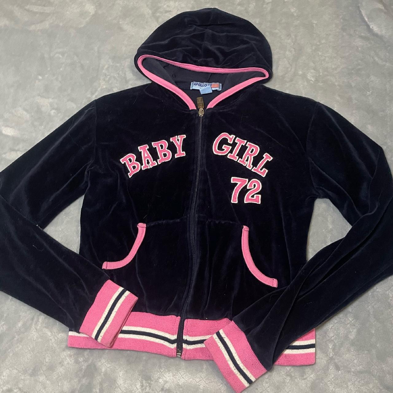 apollo active cropped velvet zip up jacket baby girl... - Depop
