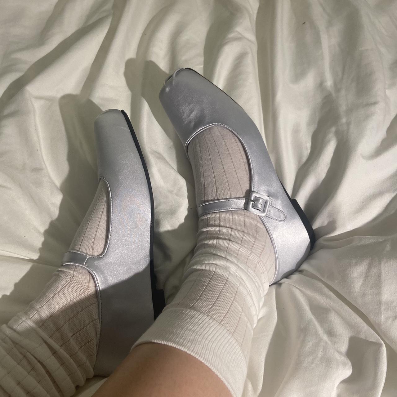 The prettiest silver ballet flats Brand new comes... - Depop