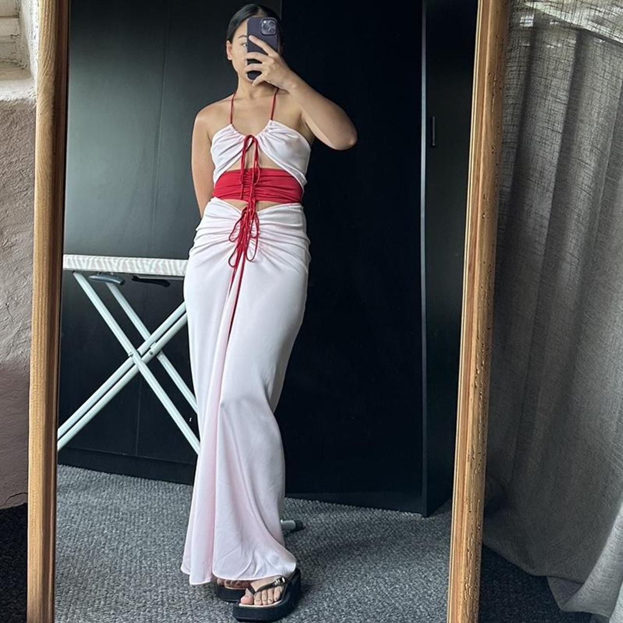 Christopher Esber ruched disconnect halter dress in... - Depop