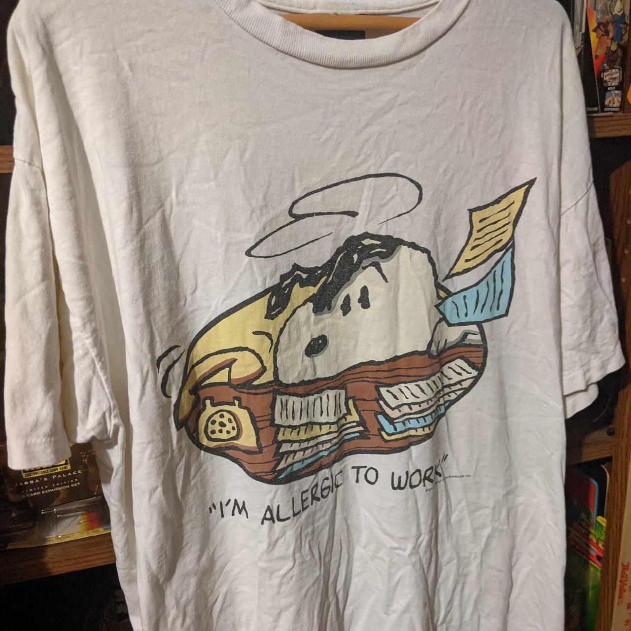 Vintage 90s Changes Men's Peanuts Snoopy Im Allergic... - Depop