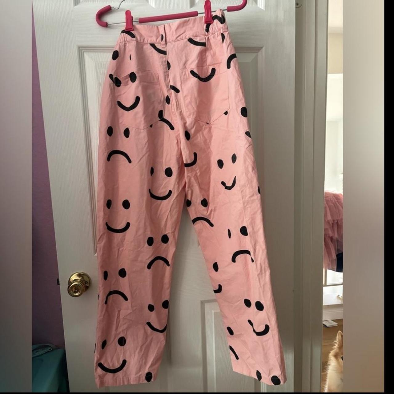 Lazy Oaf Happy Sad Pants in Pink/Black colors. Only... - Depop