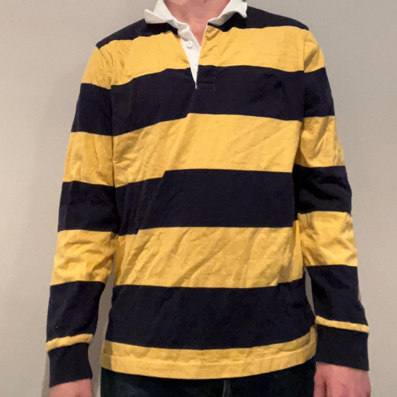 American Eagle Rugby shirt Blue and Yellow Men's... | Depop