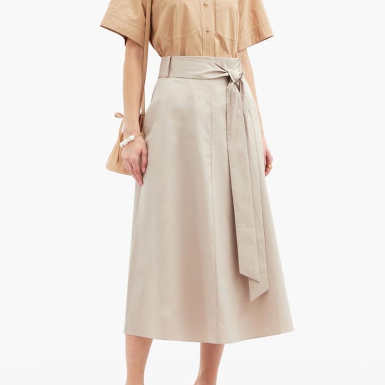 Tibi belted organic cotton-poplin midi skirt in size... - Depop