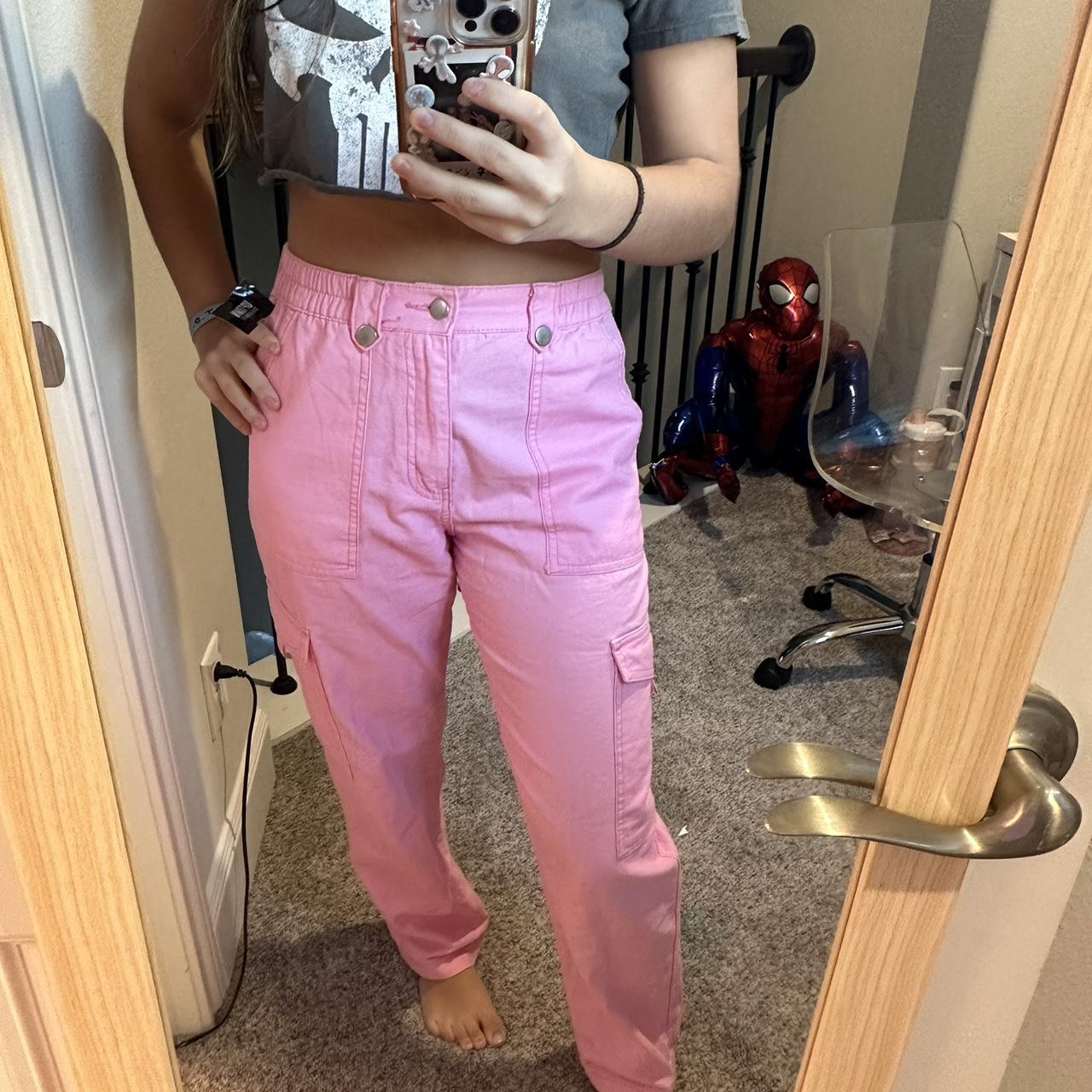pink cargos from forever 21 size small perfect... | Depop
