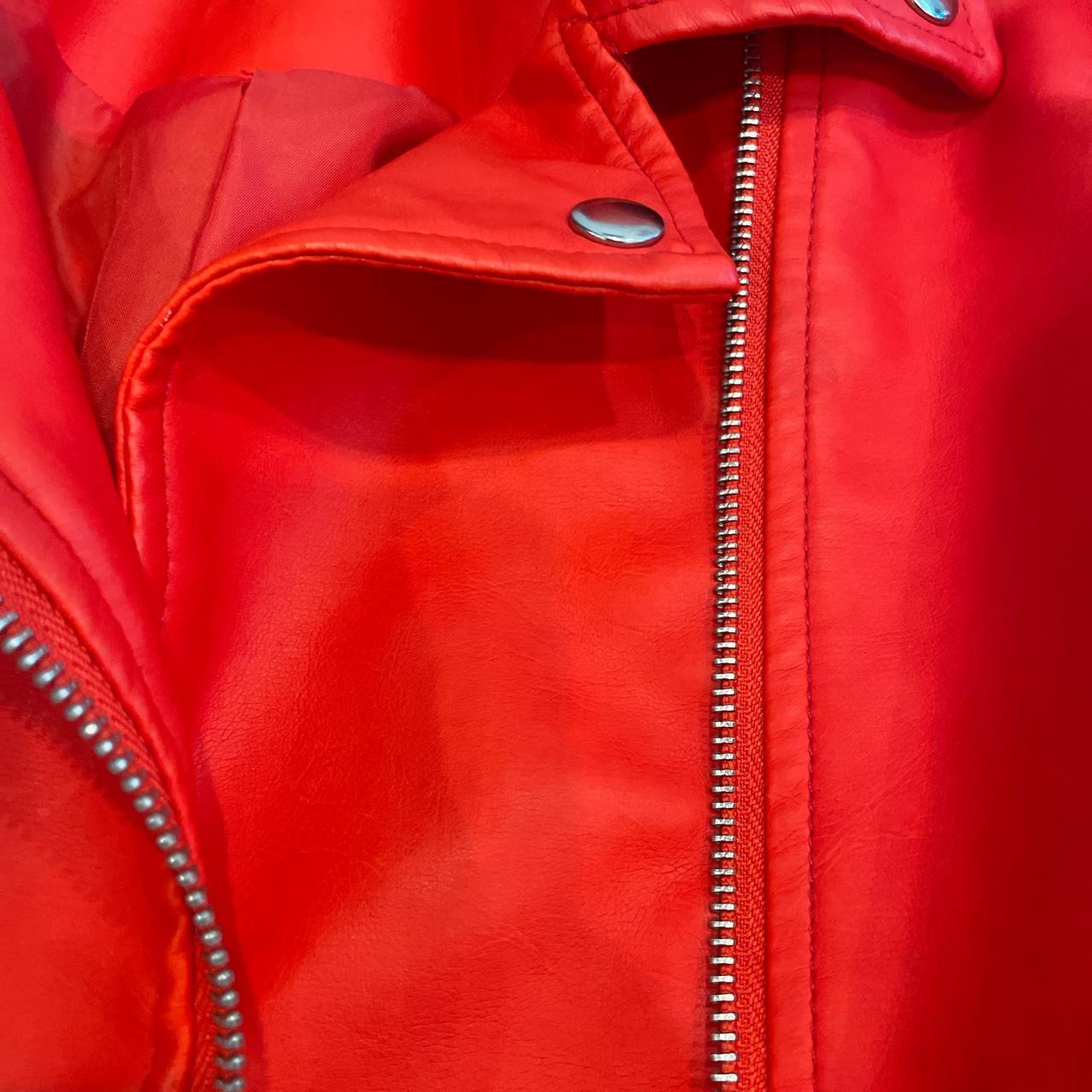 grunge forever 21 girls(kids) red leather jacket... - Depop