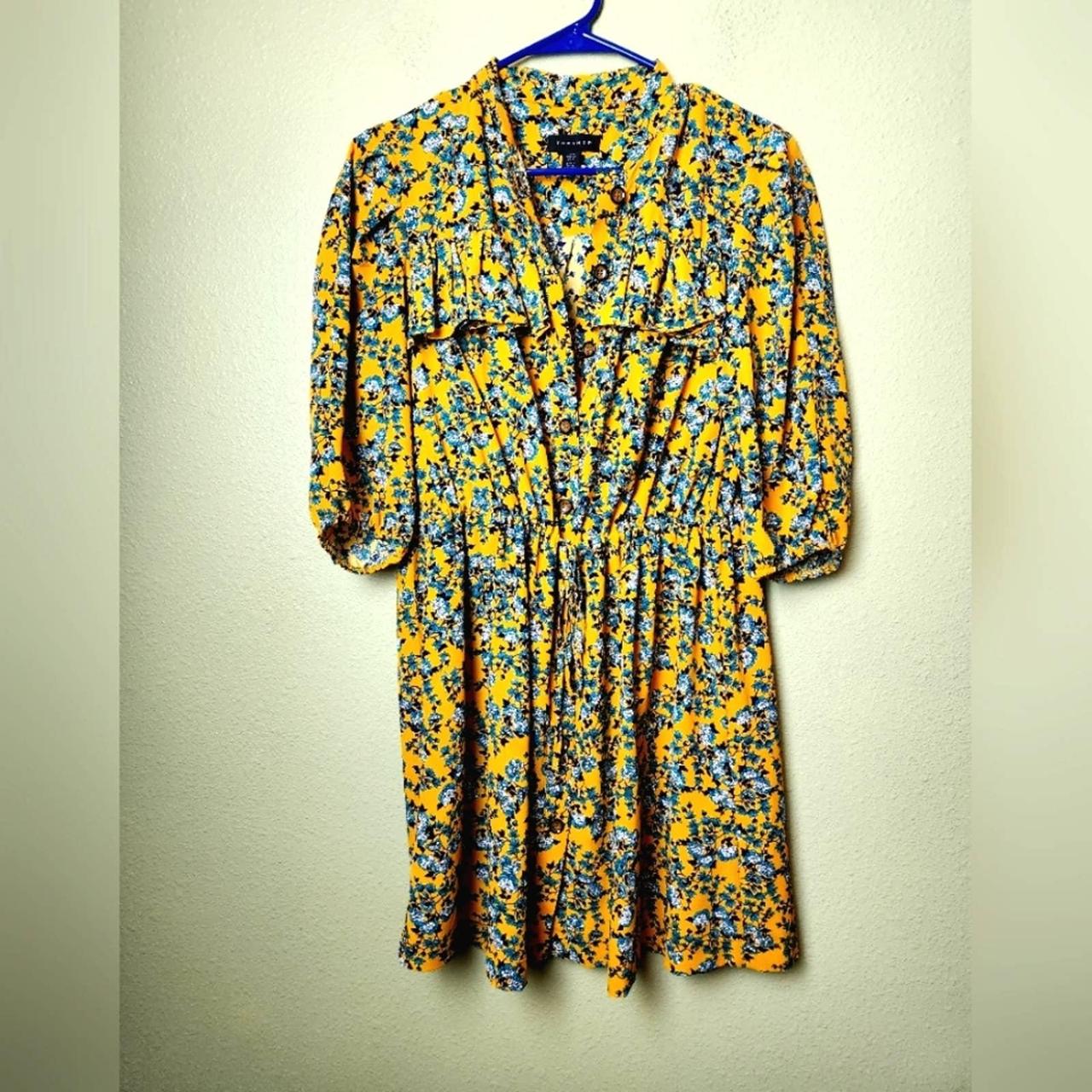 Topshop Women's Yellow and Gold Dress | Depop