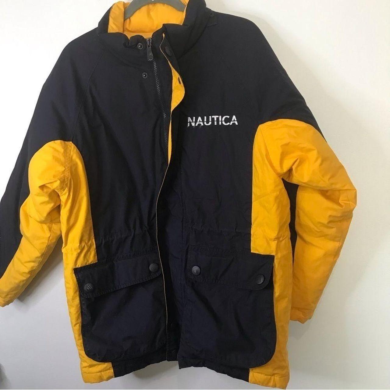 Vintage Nautica Blue Yellow Duck Down Winter Jacket... - Depop