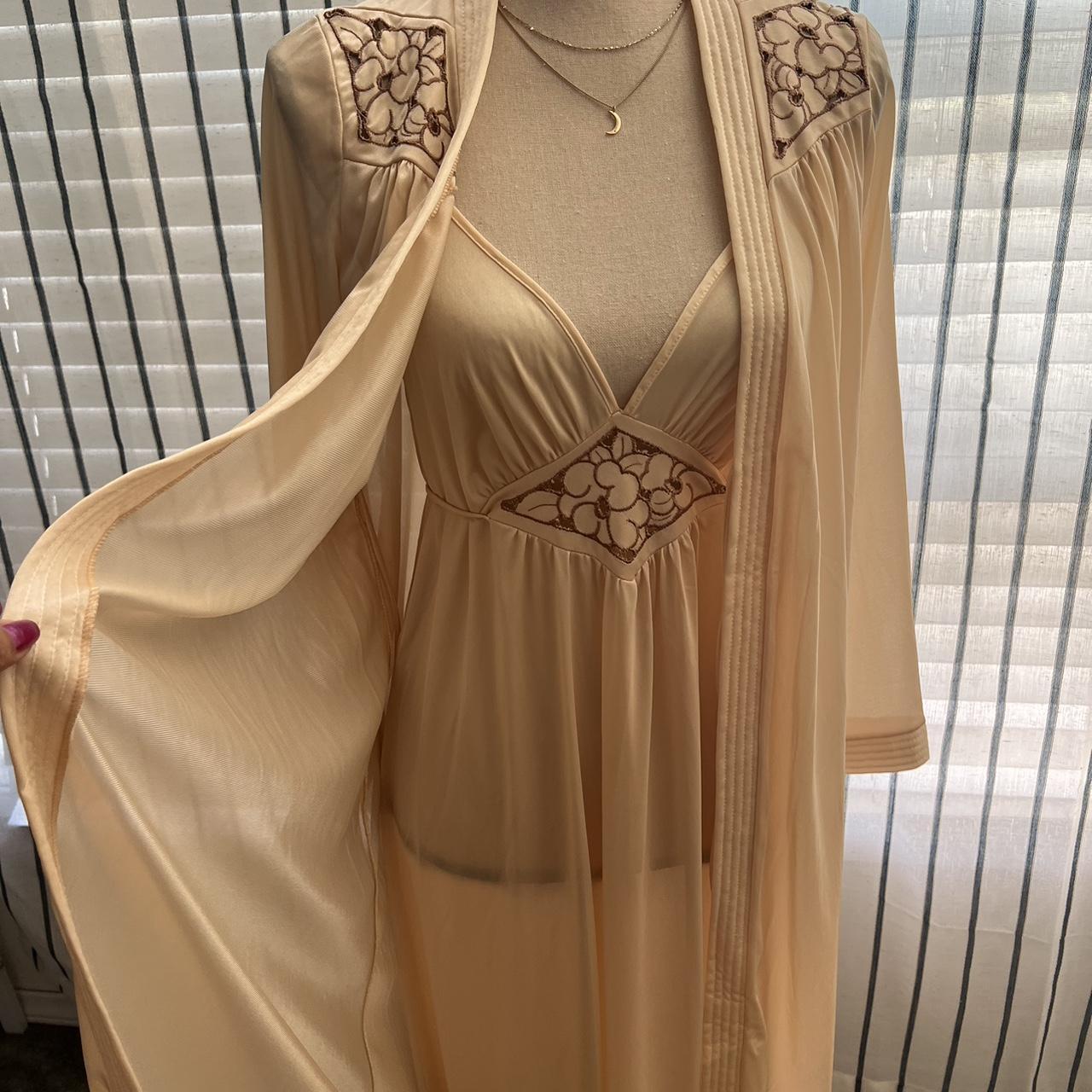 Lovely cream color nightgown set. Robe is Missing... - Depop