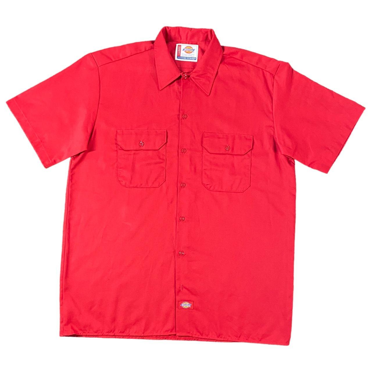 Dickies Flex Short Sleeve Work Shirt Mens Large Red Depop