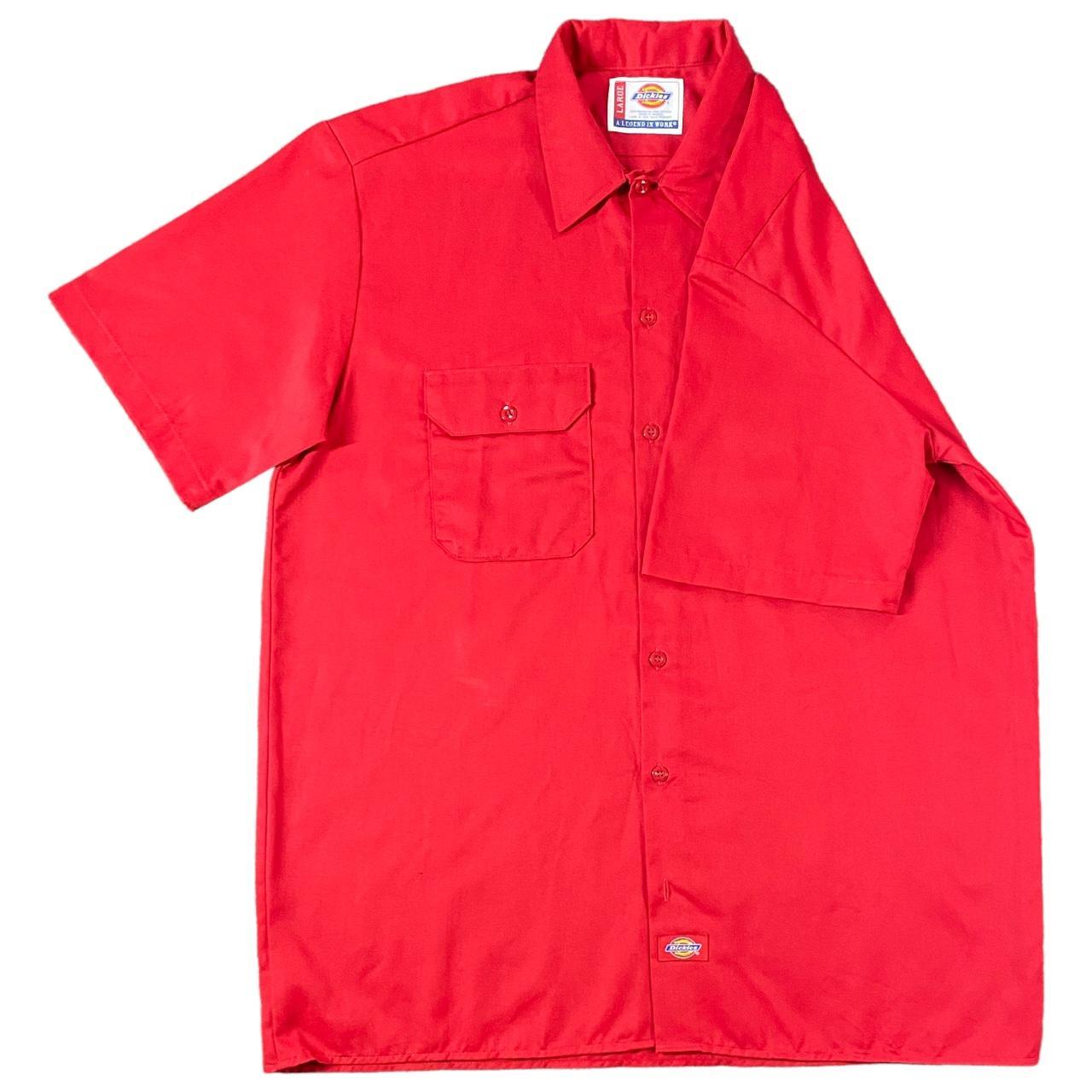 Dickies Flex Short Sleeve Work Shirt Mens Large Red Depop