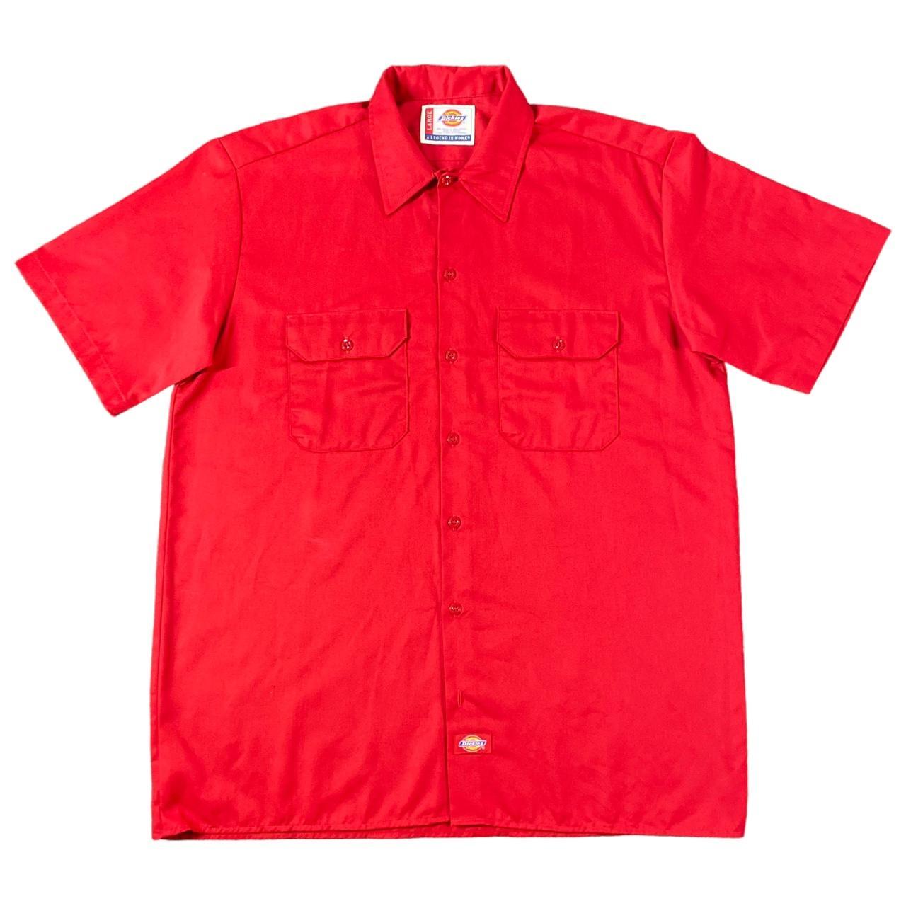 Dickies Flex Short Sleeve Work Shirt Mens Large Red Depop