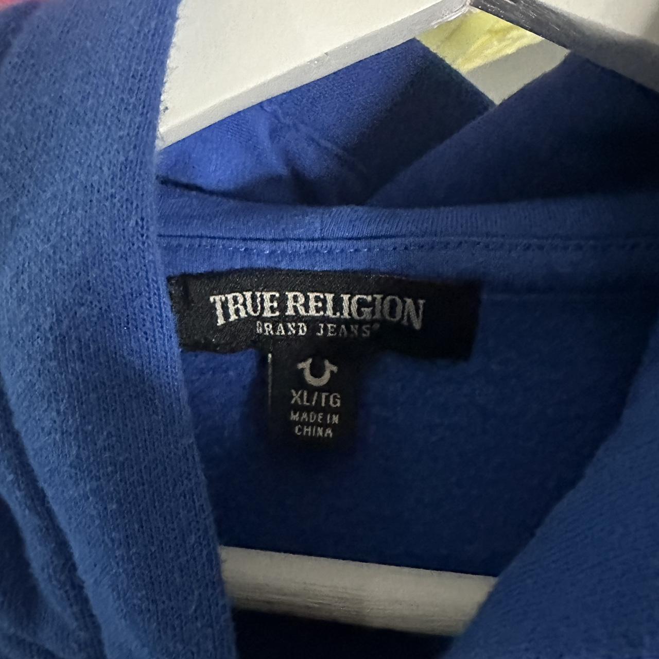 True Religion royal blue white text zip up Great... - Depop