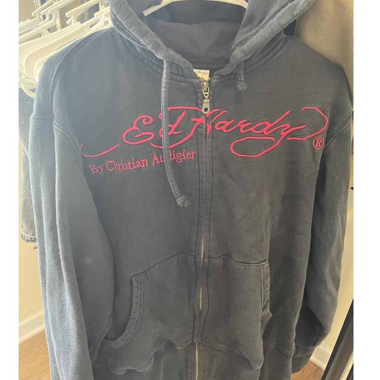 ed hardy zip up fish design on da back so kewl but... - Depop
