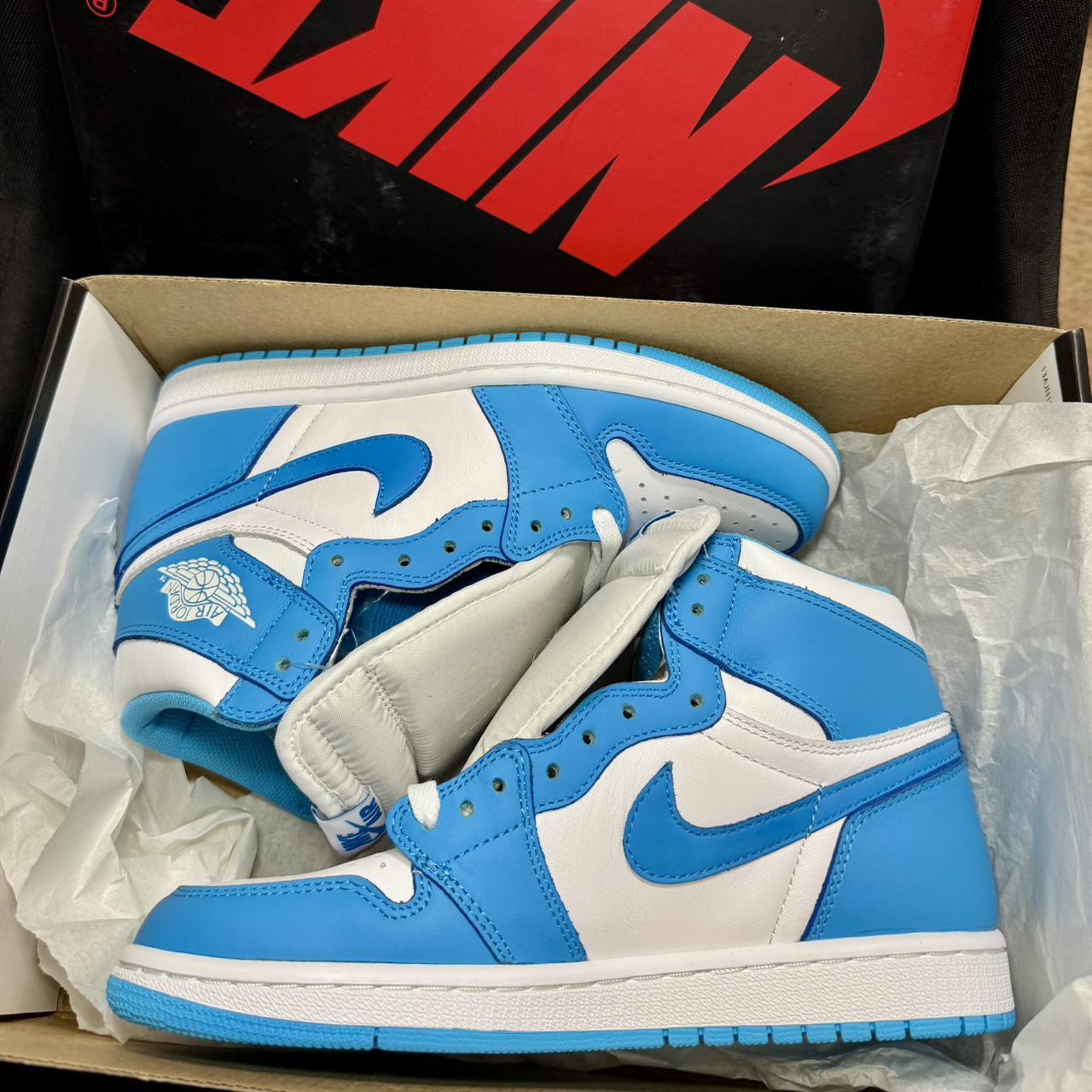 Air Jordan 1 High OG in the iconic “UNC” colorway –... | Depop