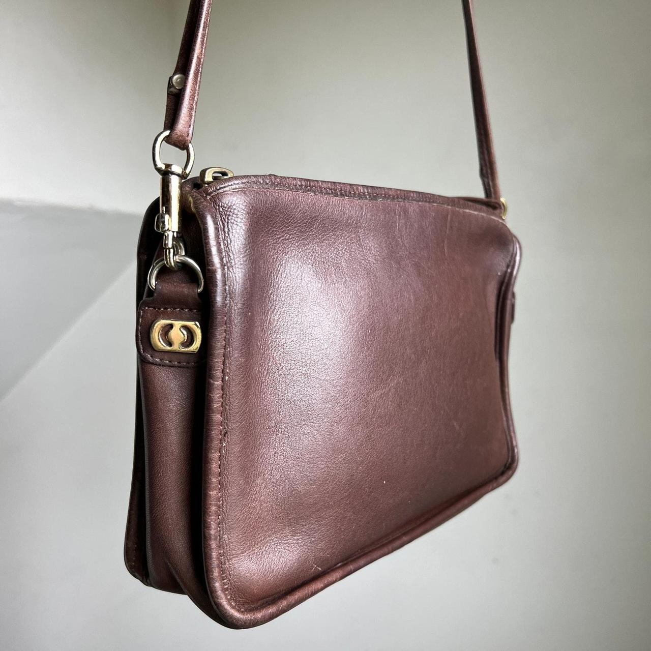 Vintage Chocolate Brown Leather Purse Rectangle... - Depop