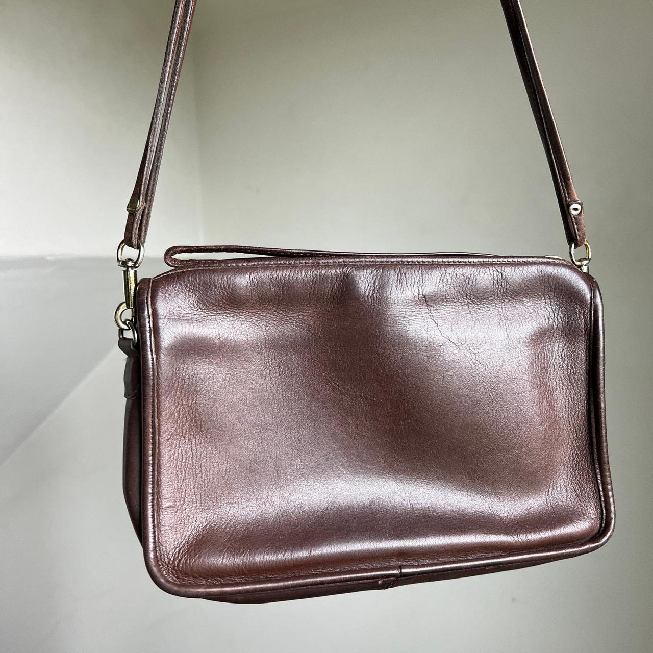 Vintage Chocolate Brown Leather Purse Rectangle... - Depop