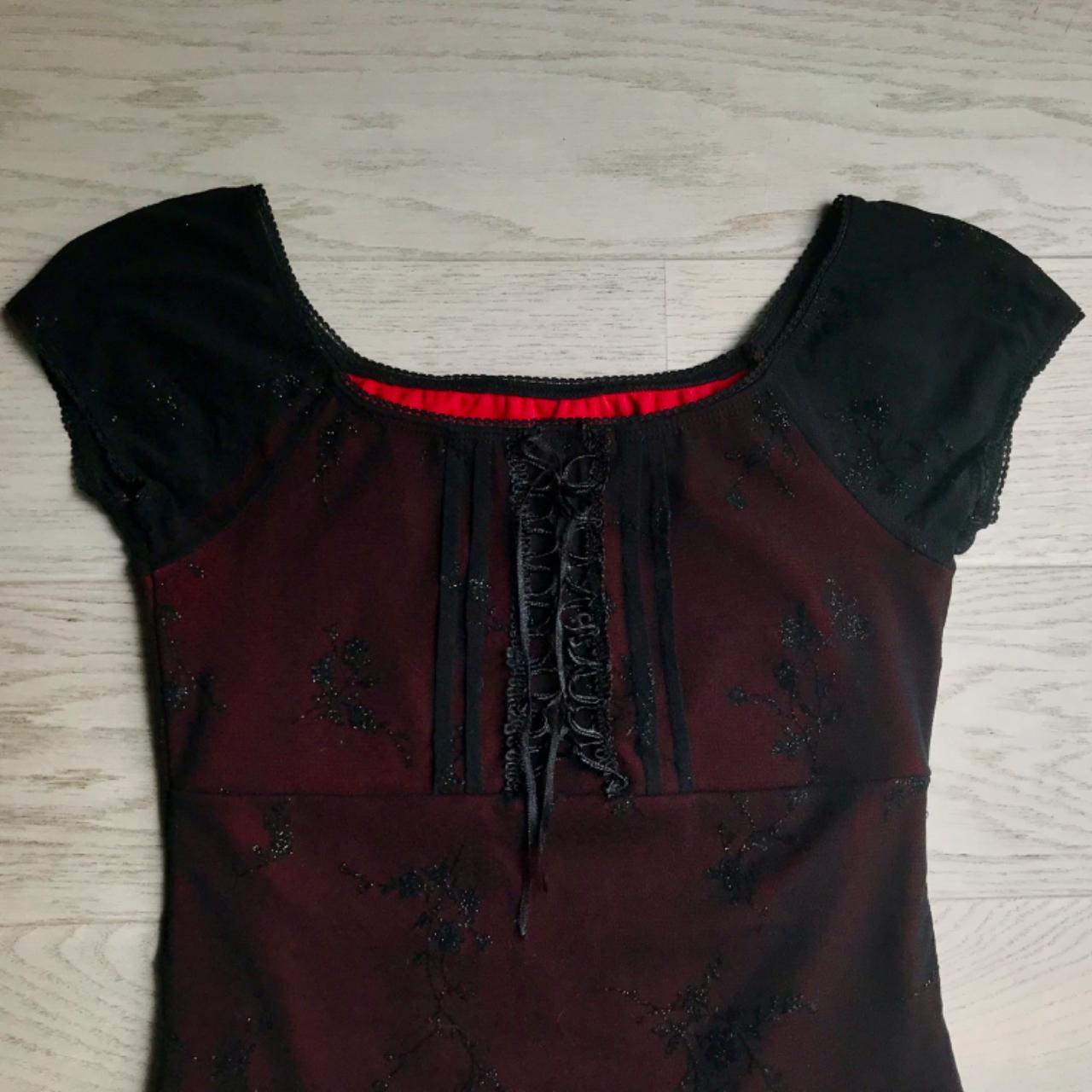 90s Vintage goth vamp coquette milkmaid mesh dress... - Depop
