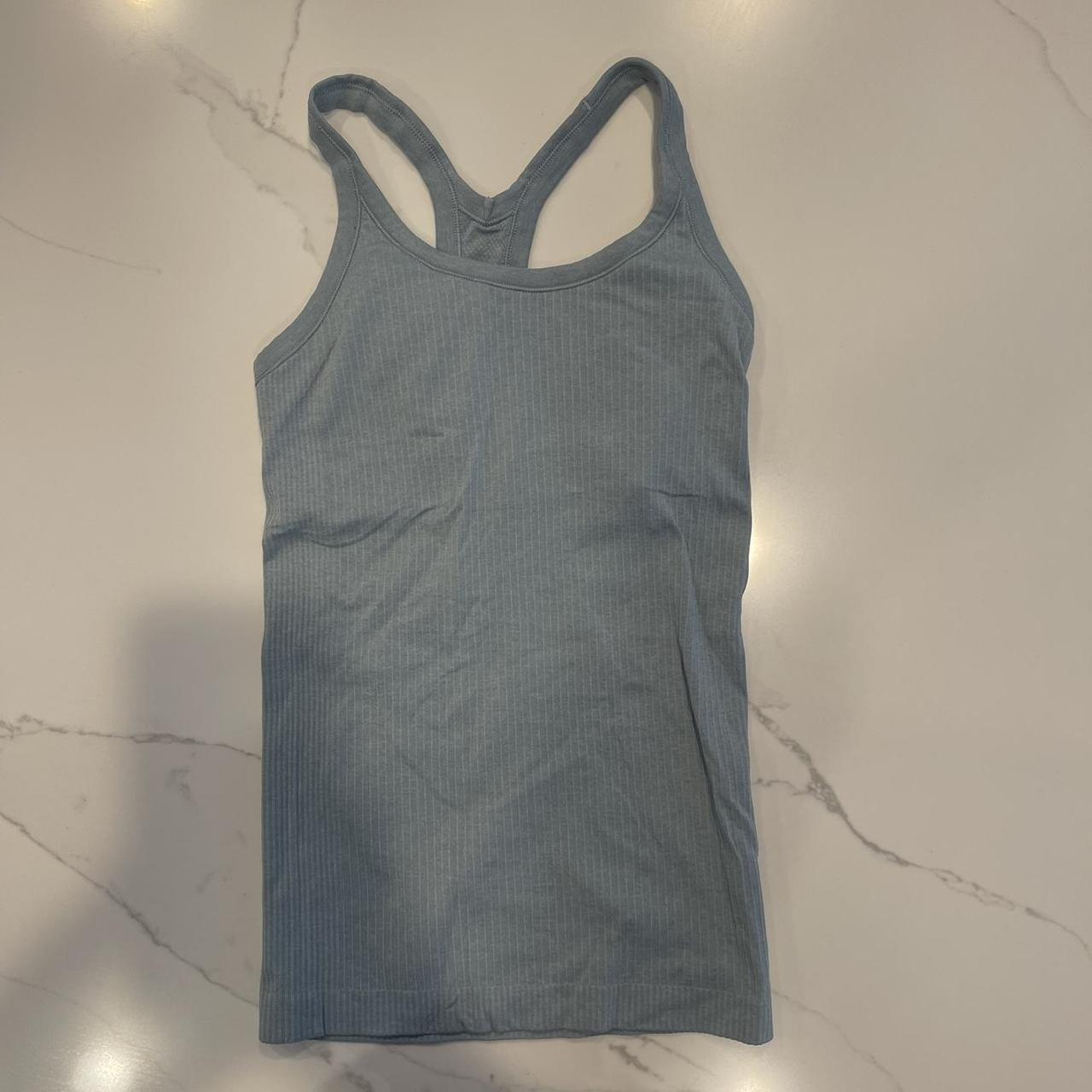 Lululemon tank top- ribbed with built-in bra- light... - Depop