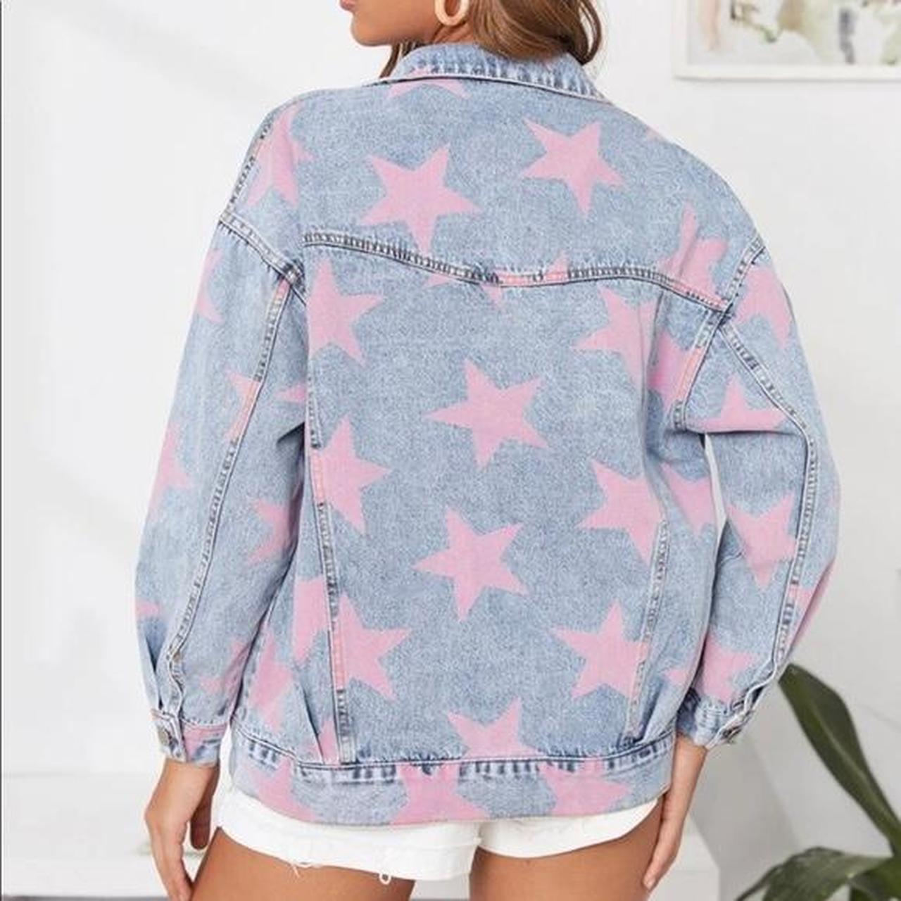 Pink star denim jacket. Perfect for fall! 🩷🍂 #jacket... - Depop
