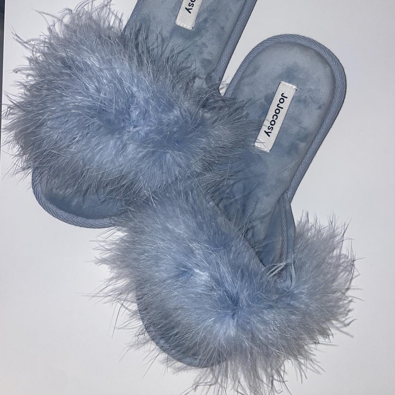 Jojocozy blue fuzzy slippers. These would be perfect... - Depop