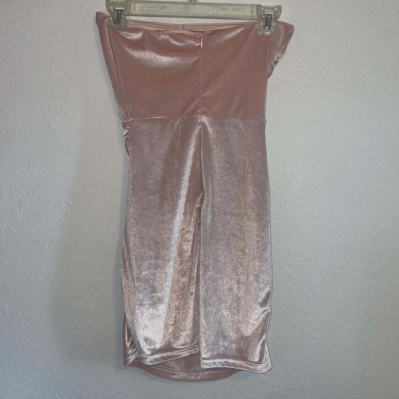 Pink velvet cocktail dress with sheer sleeves and... - Depop