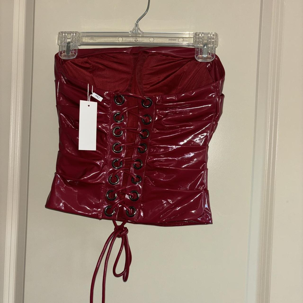 Red leather corset top! This would be perfect for... - Depop