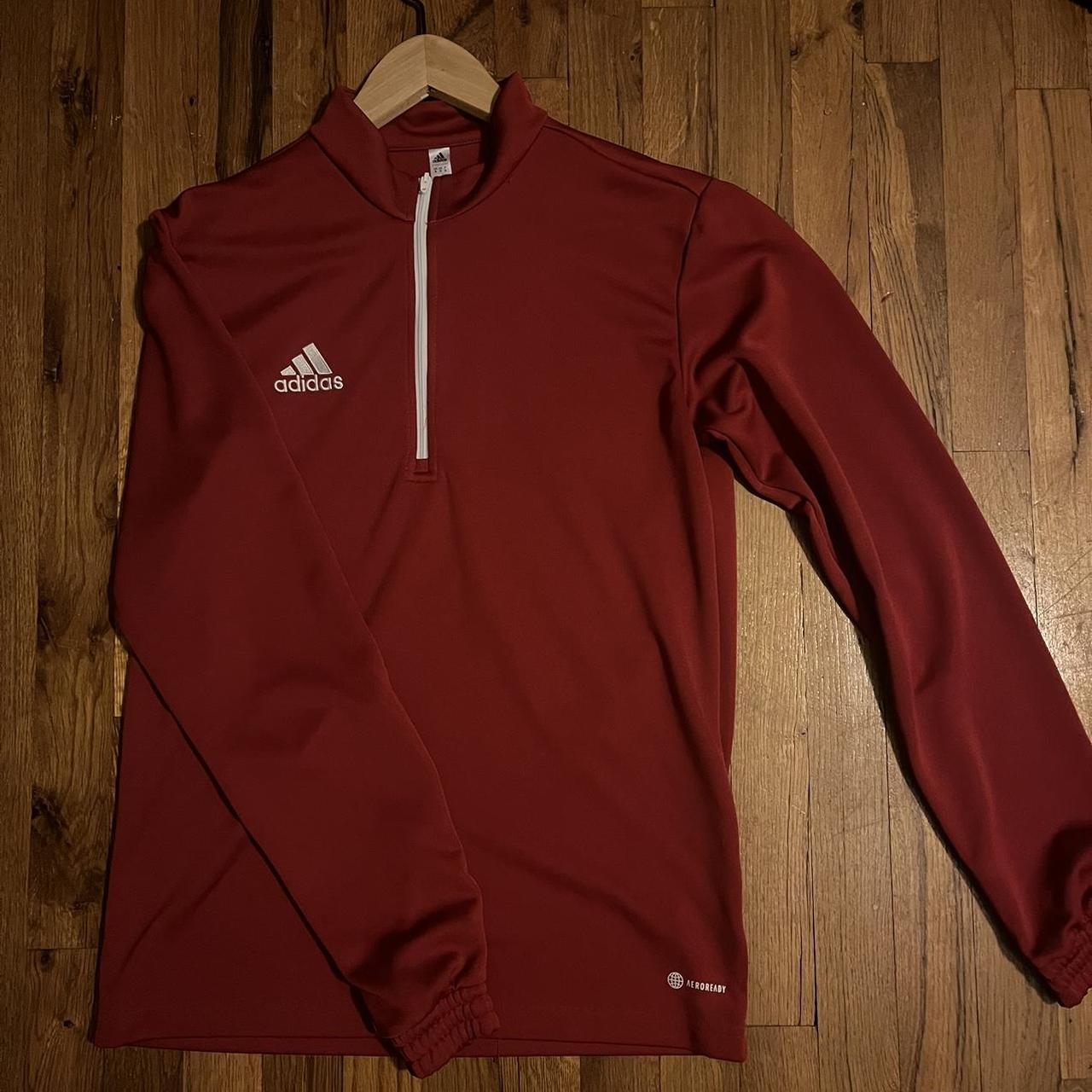 Red adidas tracksuit top size medium - Depop