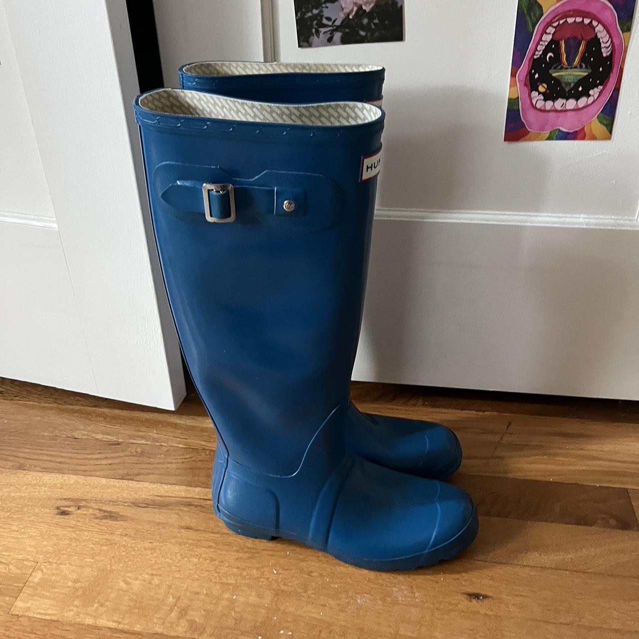 Hunter Blue Original Gloss Tall Rainboots In good... - Depop