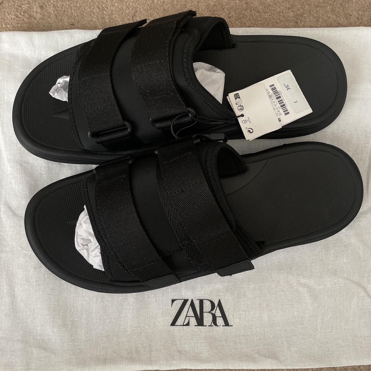 Zara Technical Sliders Black Size UK... - Depop