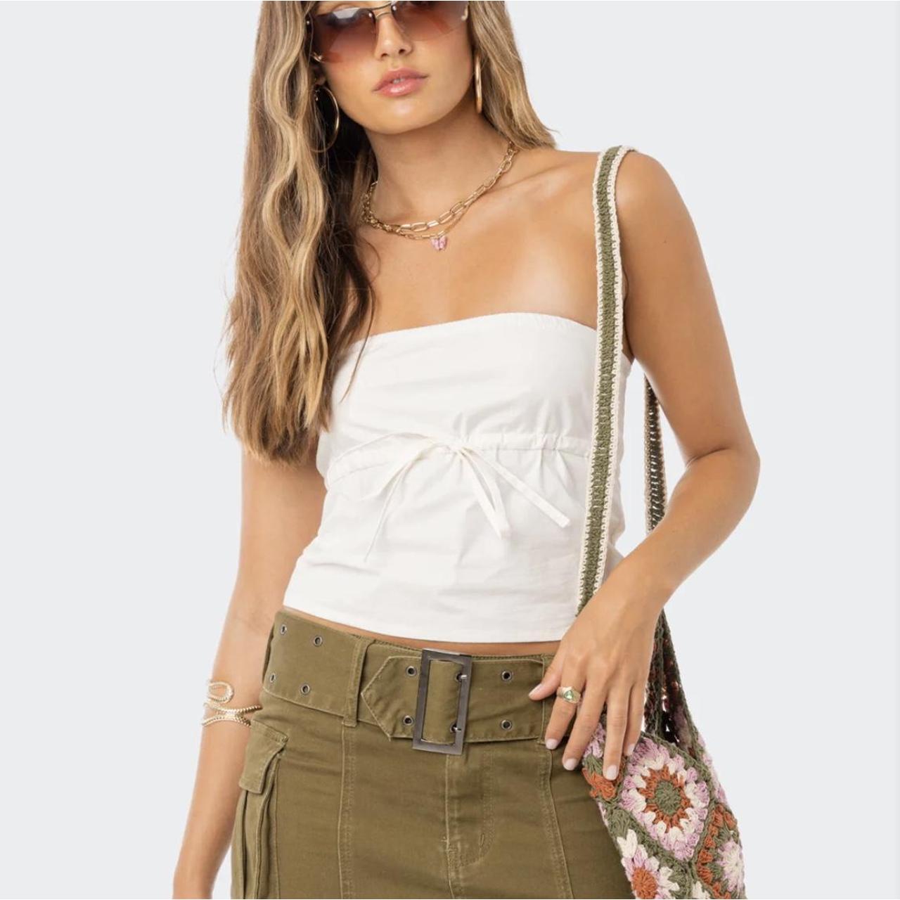 Edikted Women's White Vest | Depop