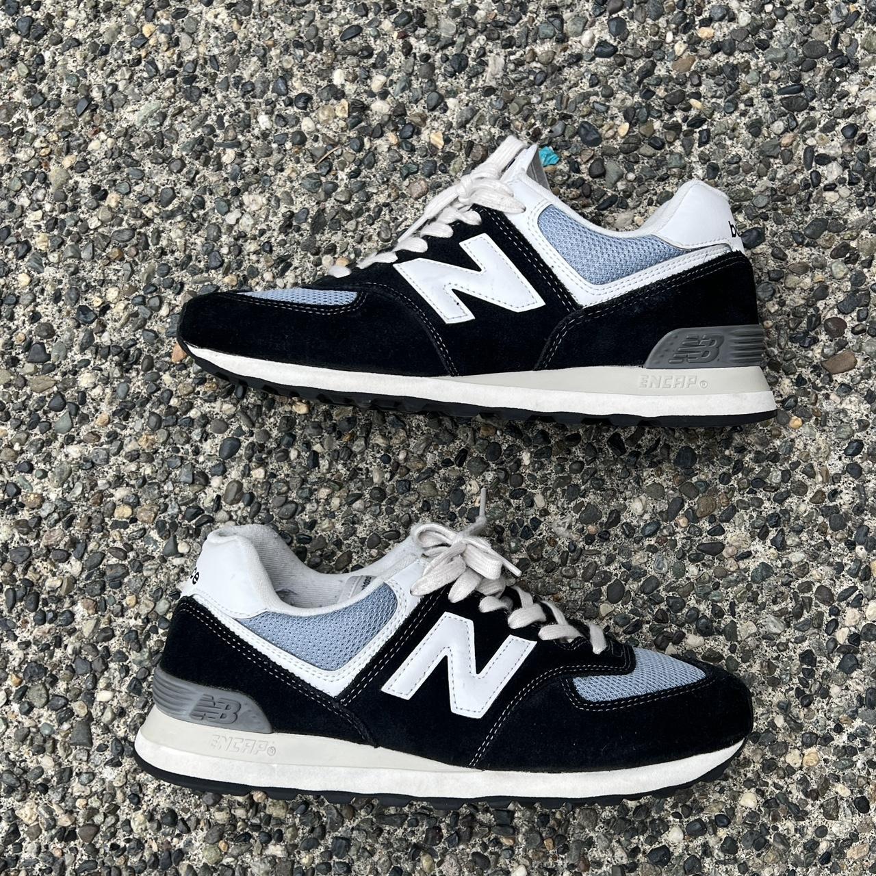 New Balance 574 Core Runner Black/Grey Size 8... - Depop