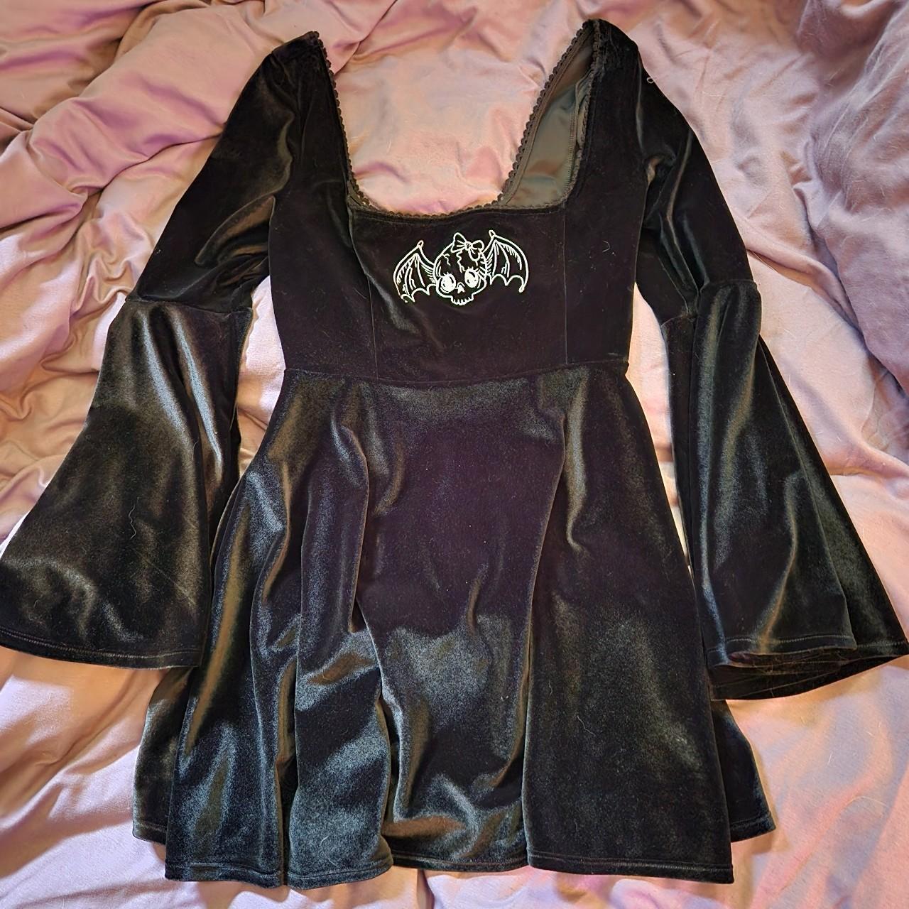 Dollskill house of Widow "bat embroidered velvet... | Depop