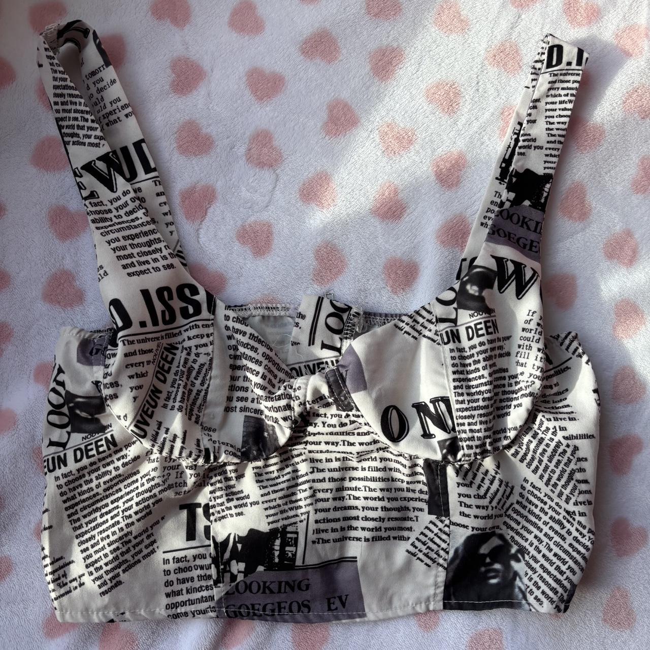 newspaper crop top 📰 - no stains - no damage -... - Depop