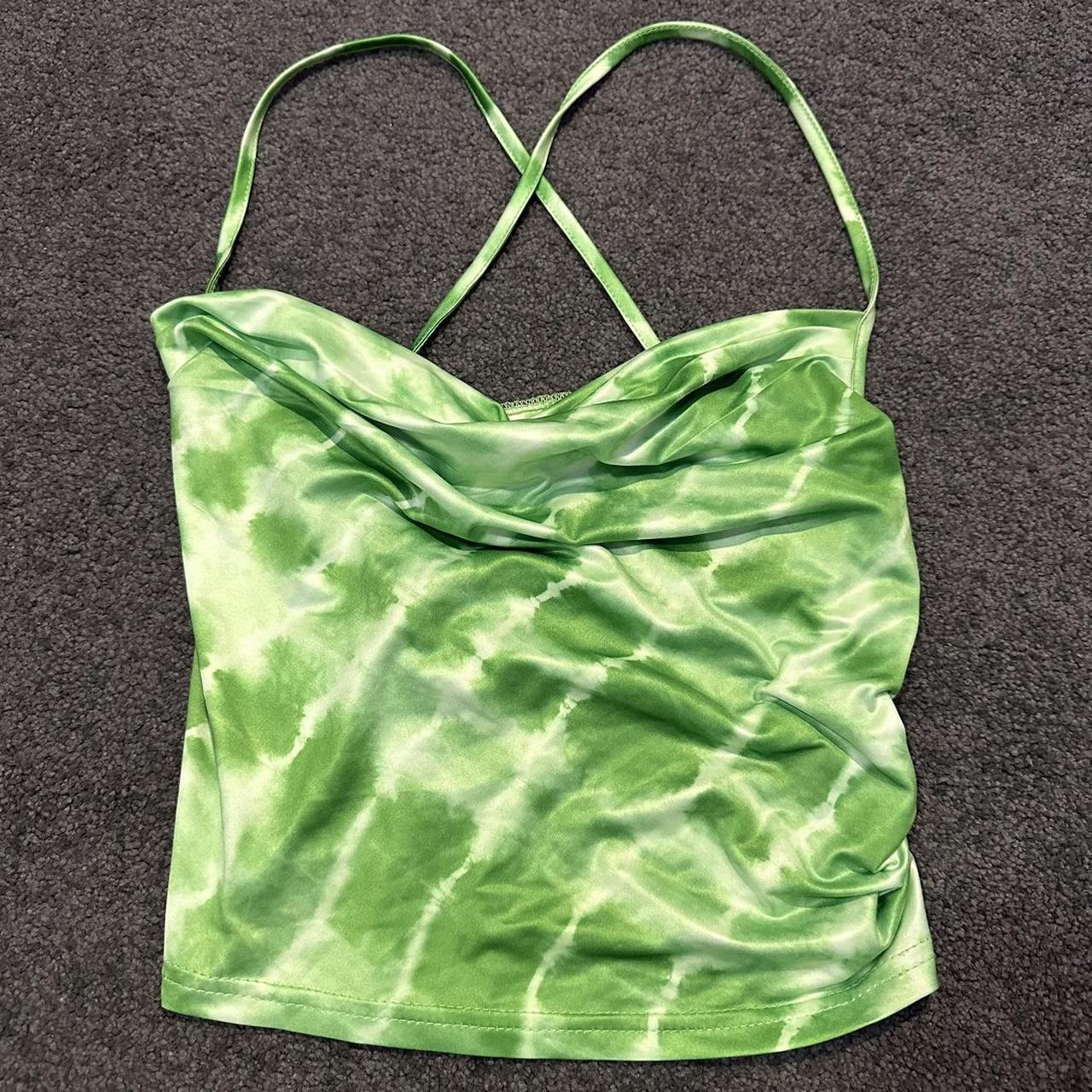 shein green crossover back top i think it’s a size... - Depop