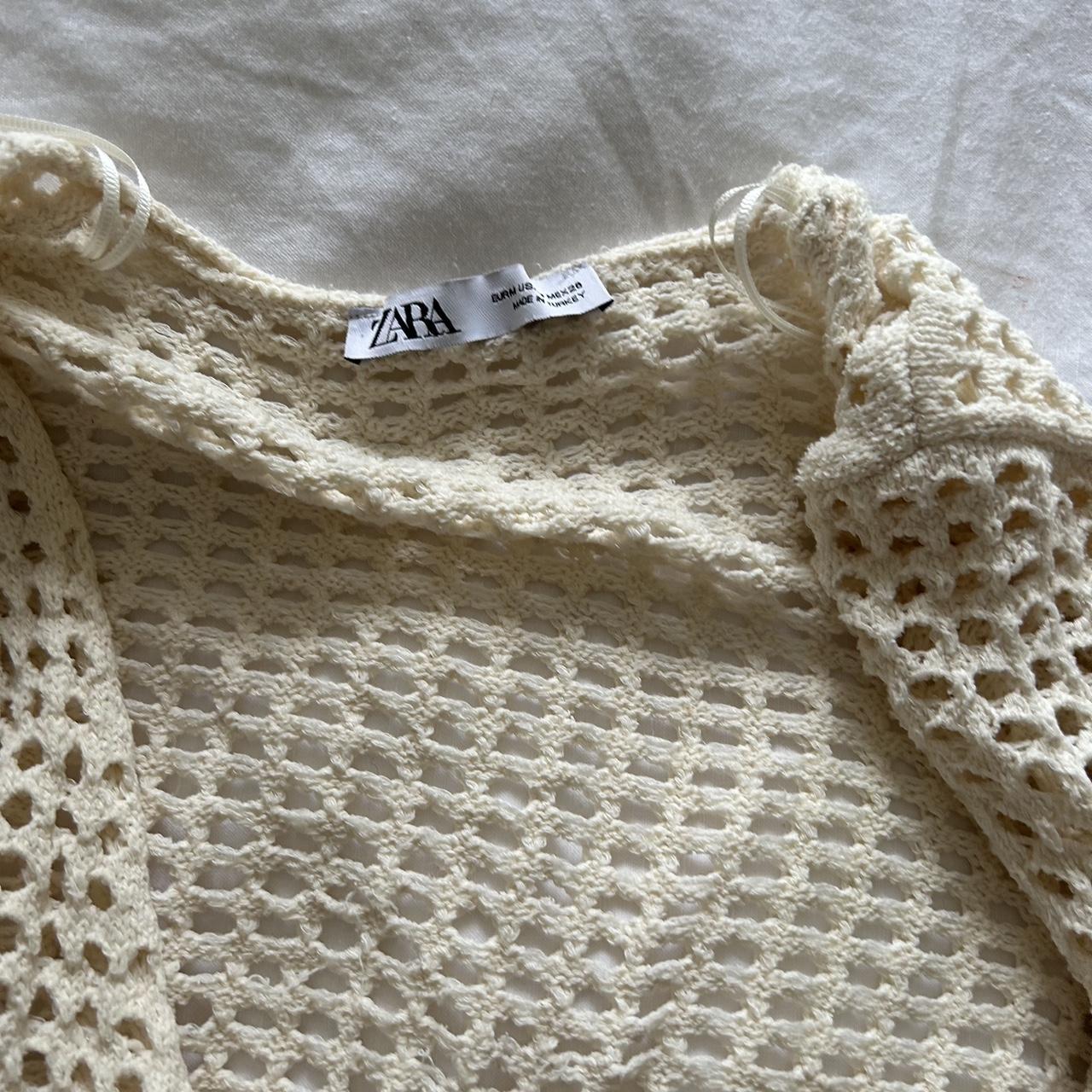 Zara crochet cardigan hardly worn size... - Depop