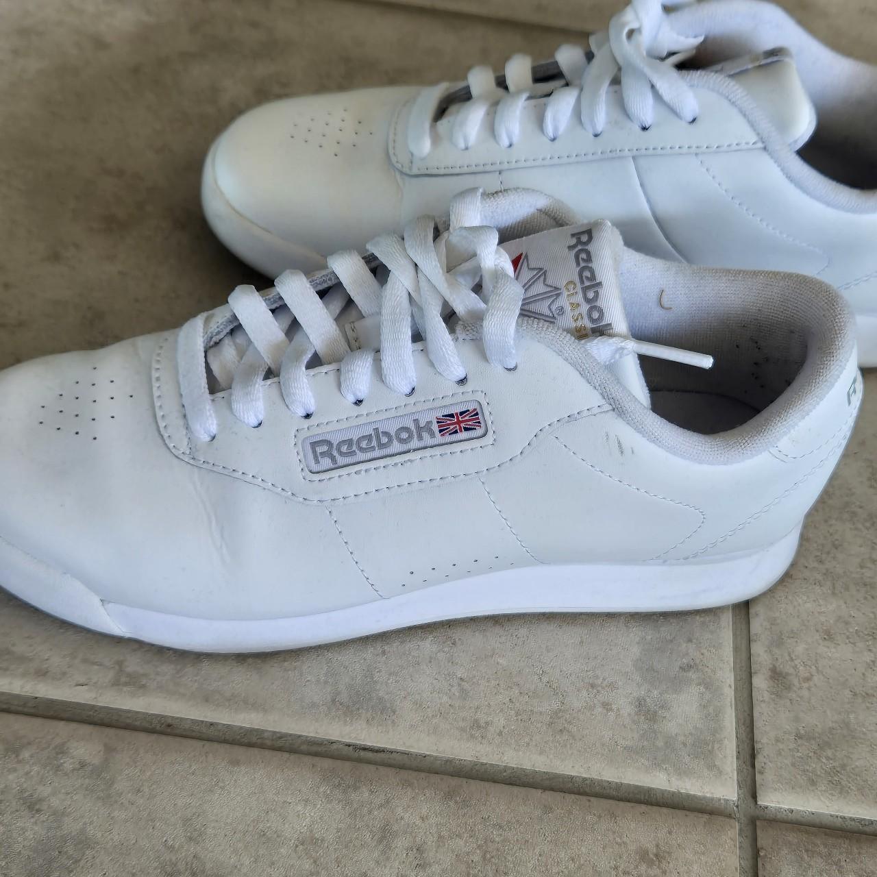Womens White Reebok Trainers. Size US 7 - Depop
