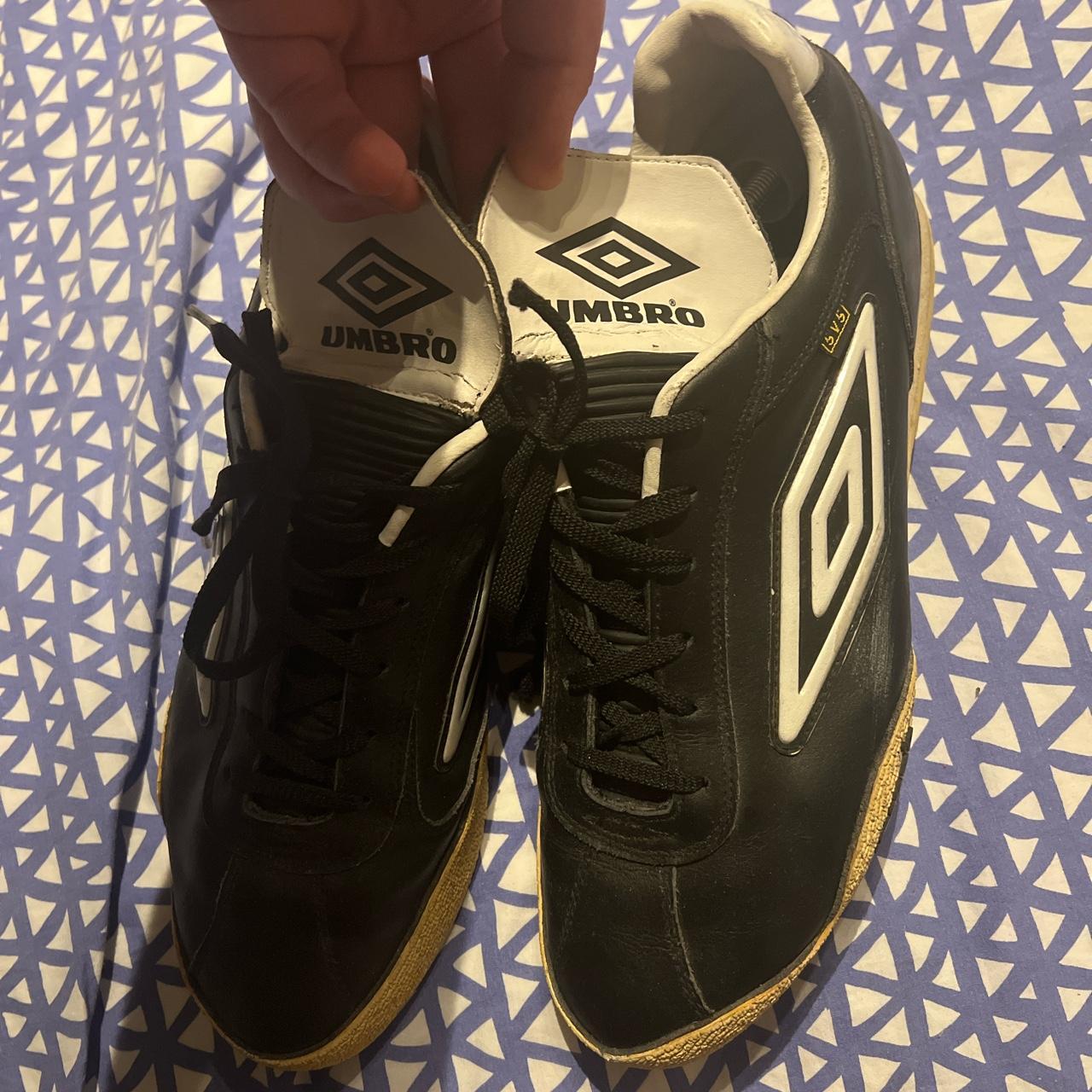 Umbro 5v5s in black leather Size 11 Rare vintage... - Depop