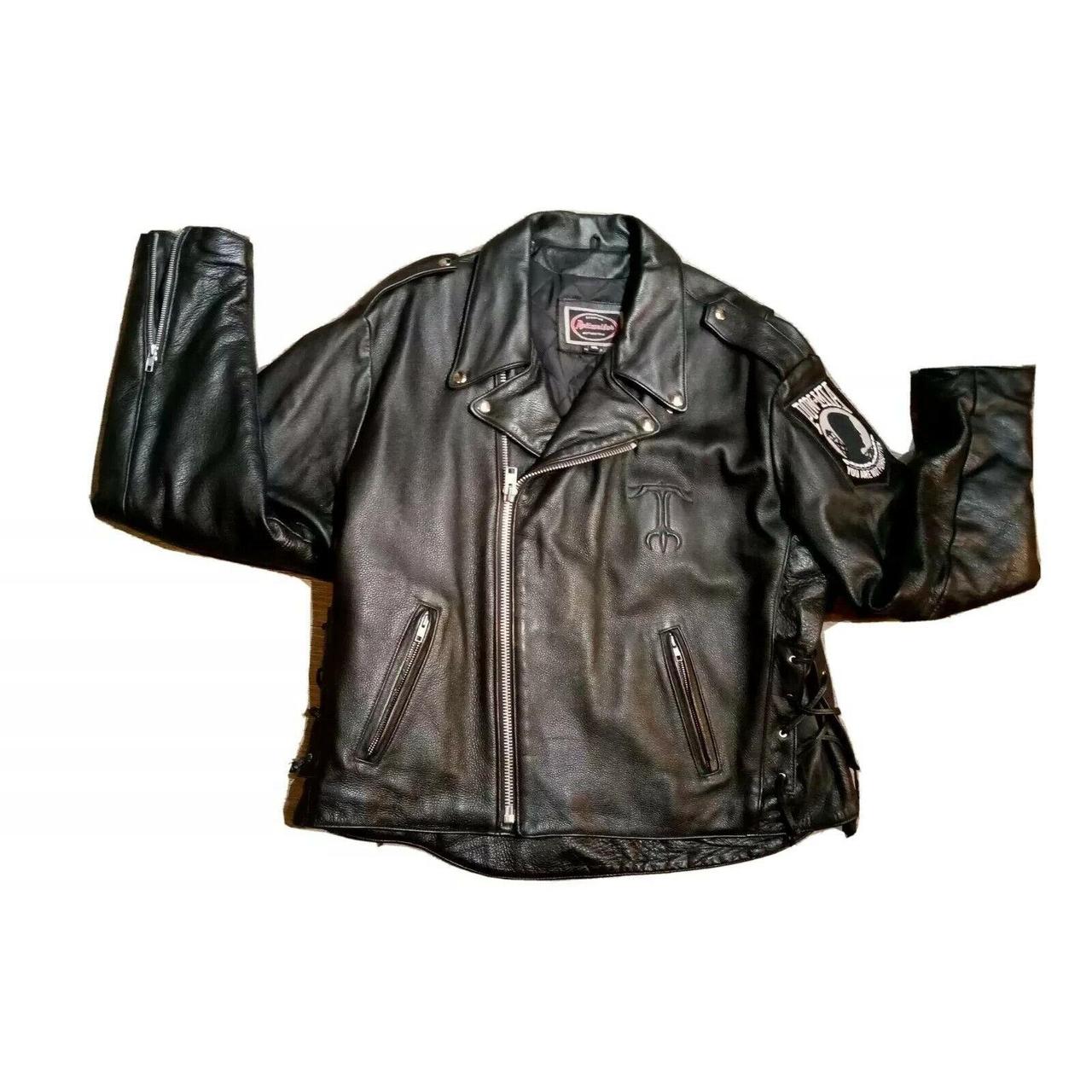 Rottweiler Motorcycle Leather Riding Jacket POW MIA... - Depop