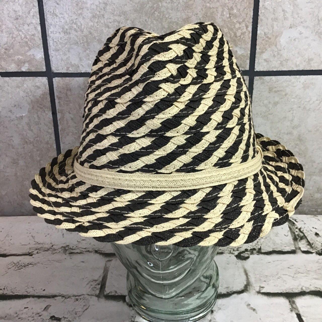 Perry Ellis 100% Paper Fedora Hat Beige Black Unisex... - Depop