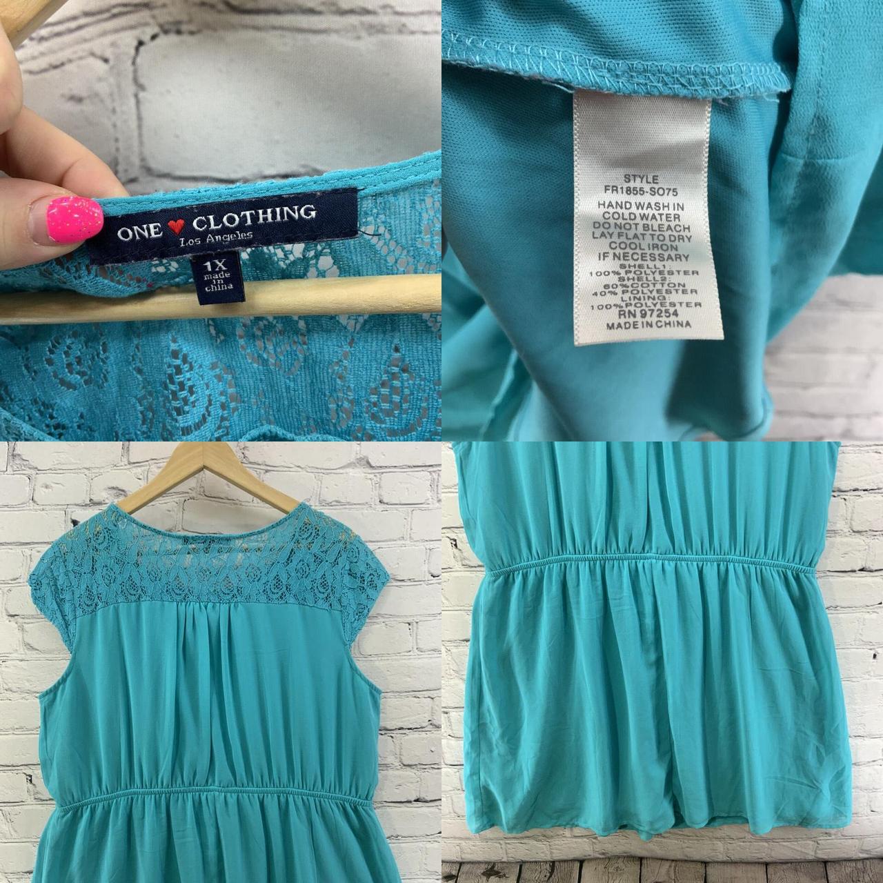One Clothing Dress Womens Plus Sz 1X Teal Lace Trim... - Depop