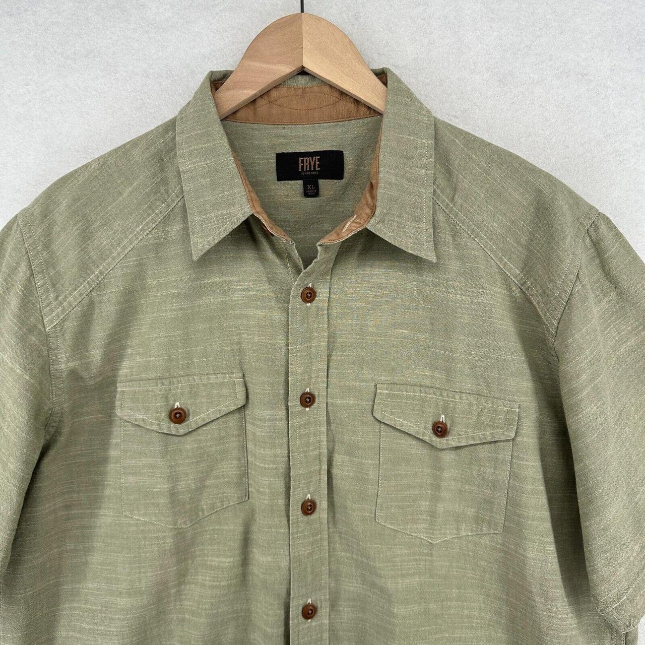 FRYE Chambray Utility Shirt Mens XL Button Front... - Depop