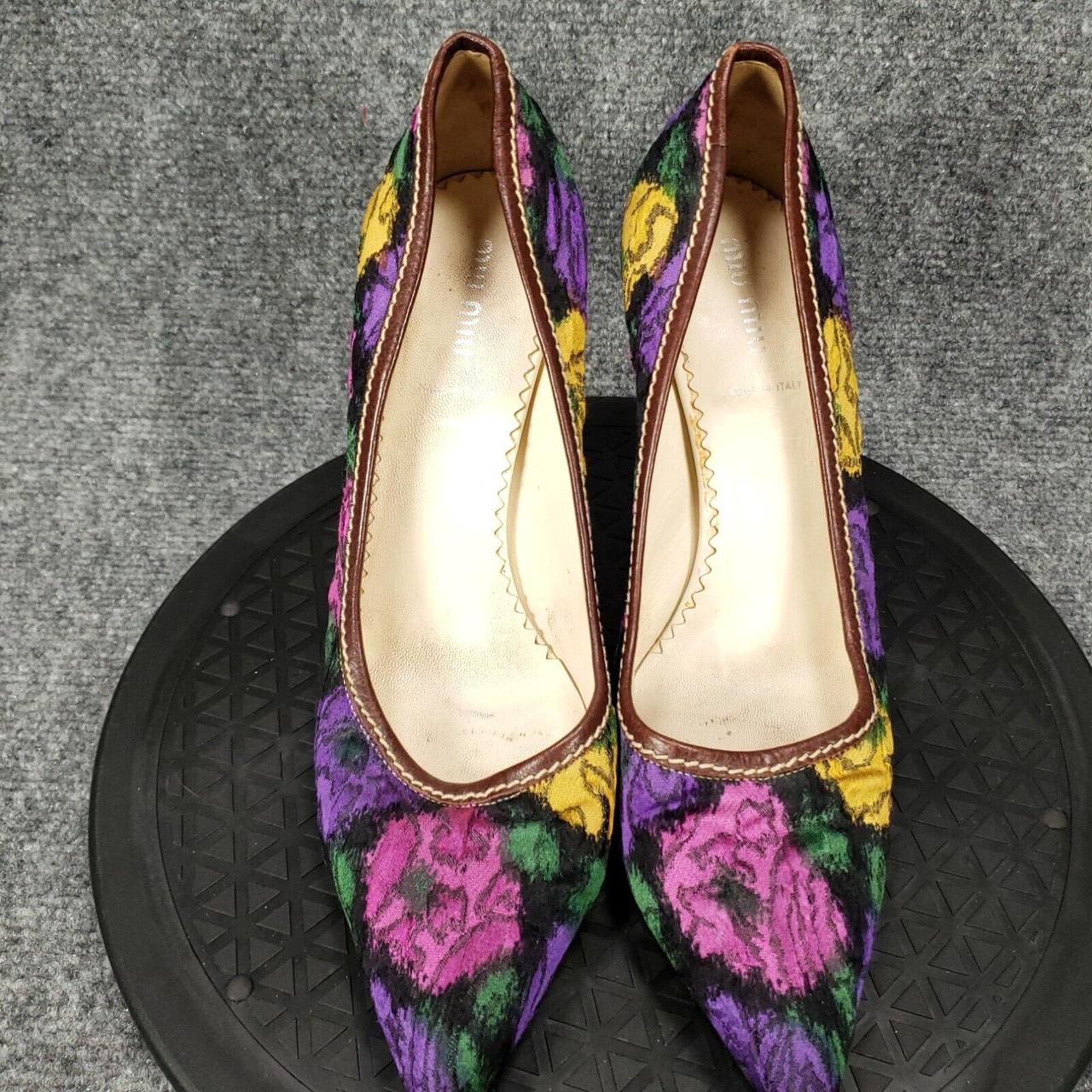 MIU MIU Pink Satin Pump Crystal Low Heel Pearl Shoes... - Depop