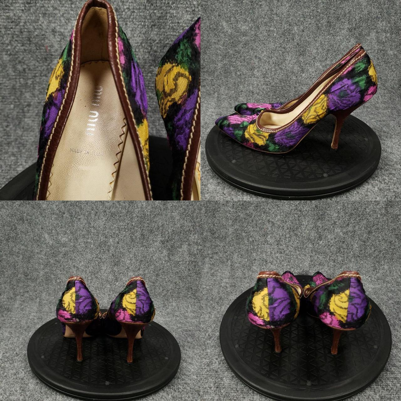 MIU MIU Pink Satin Pump Crystal Low Heel Pearl Shoes... - Depop