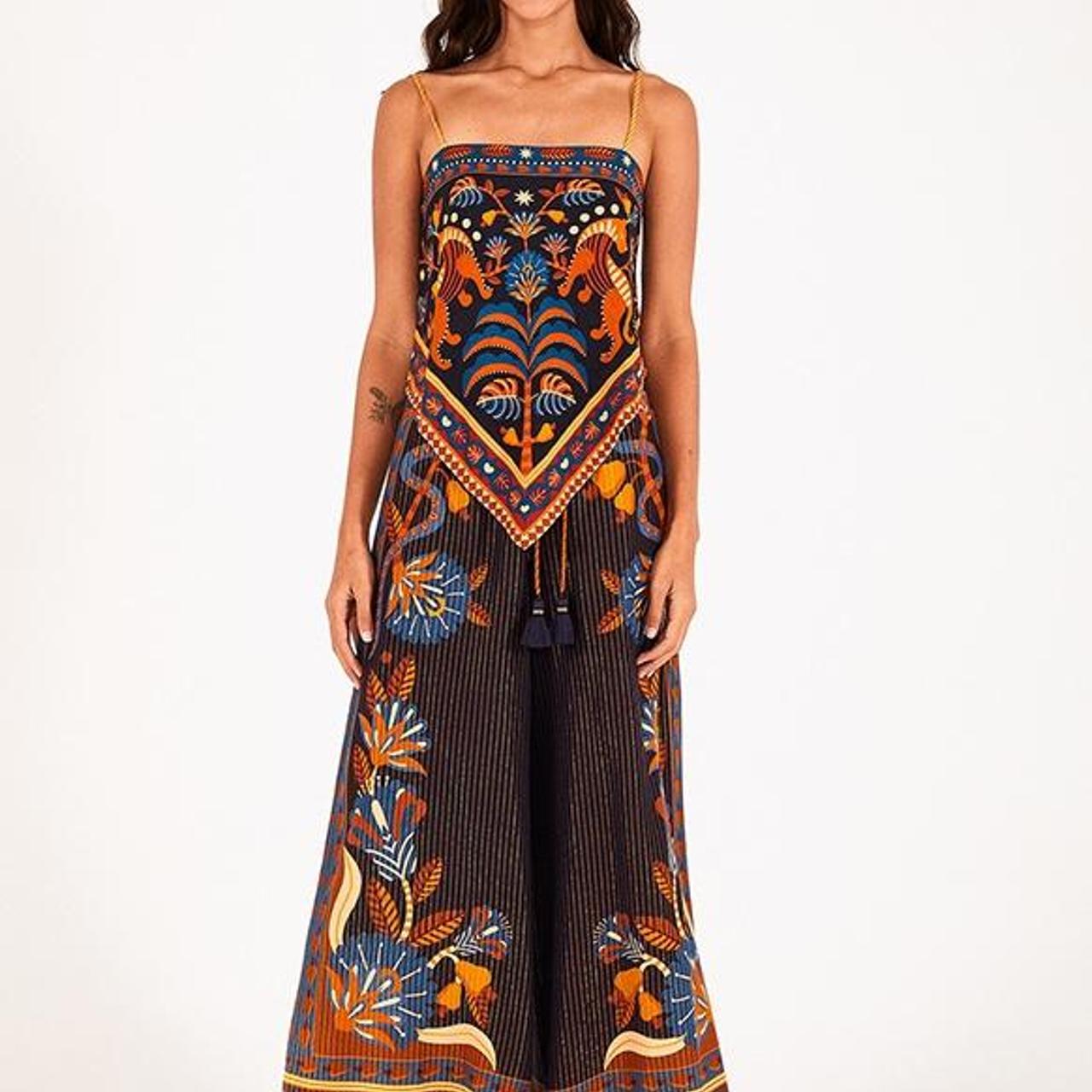 Farm Rio Women's Black and Blue Vest | Depop