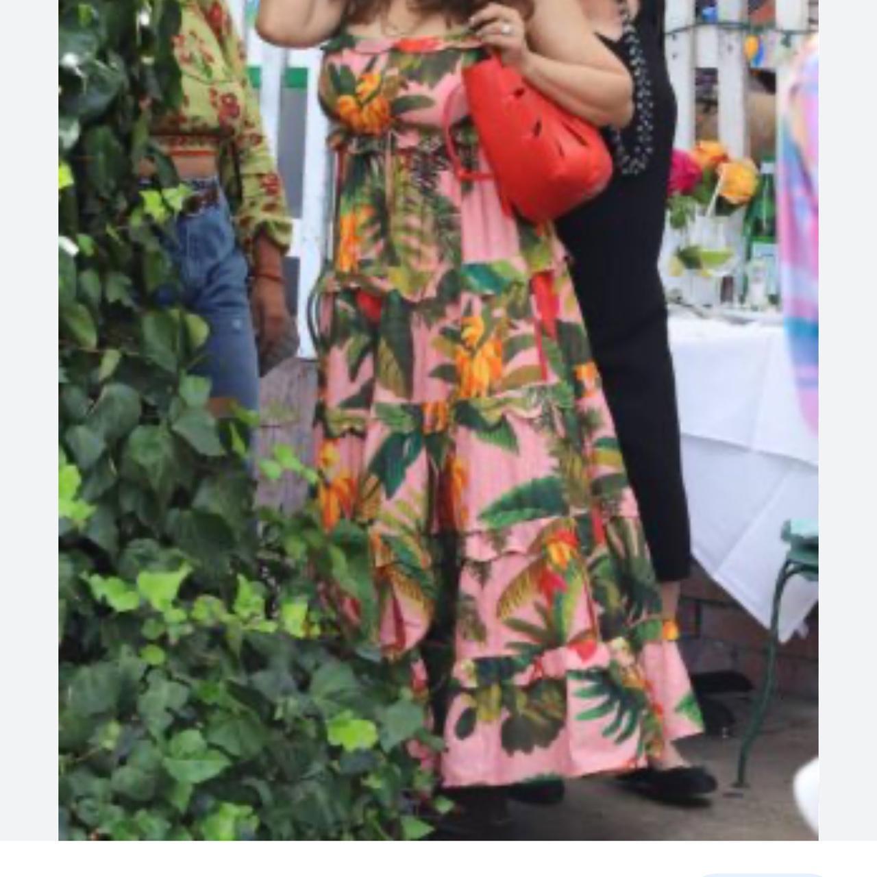 FARM Rio Pink Cocoa Forest Floral Ruffle Tiered Maxi... - Depop