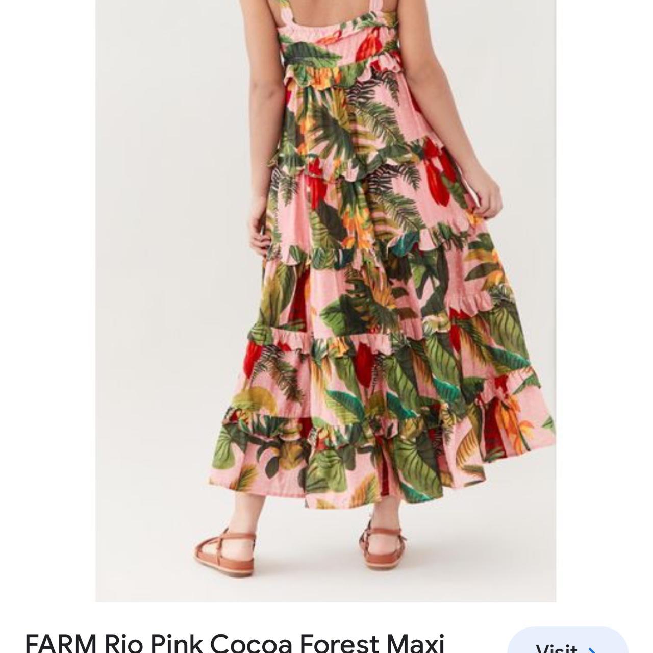FARM Rio Pink Cocoa Forest Floral Ruffle Tiered Maxi... - Depop