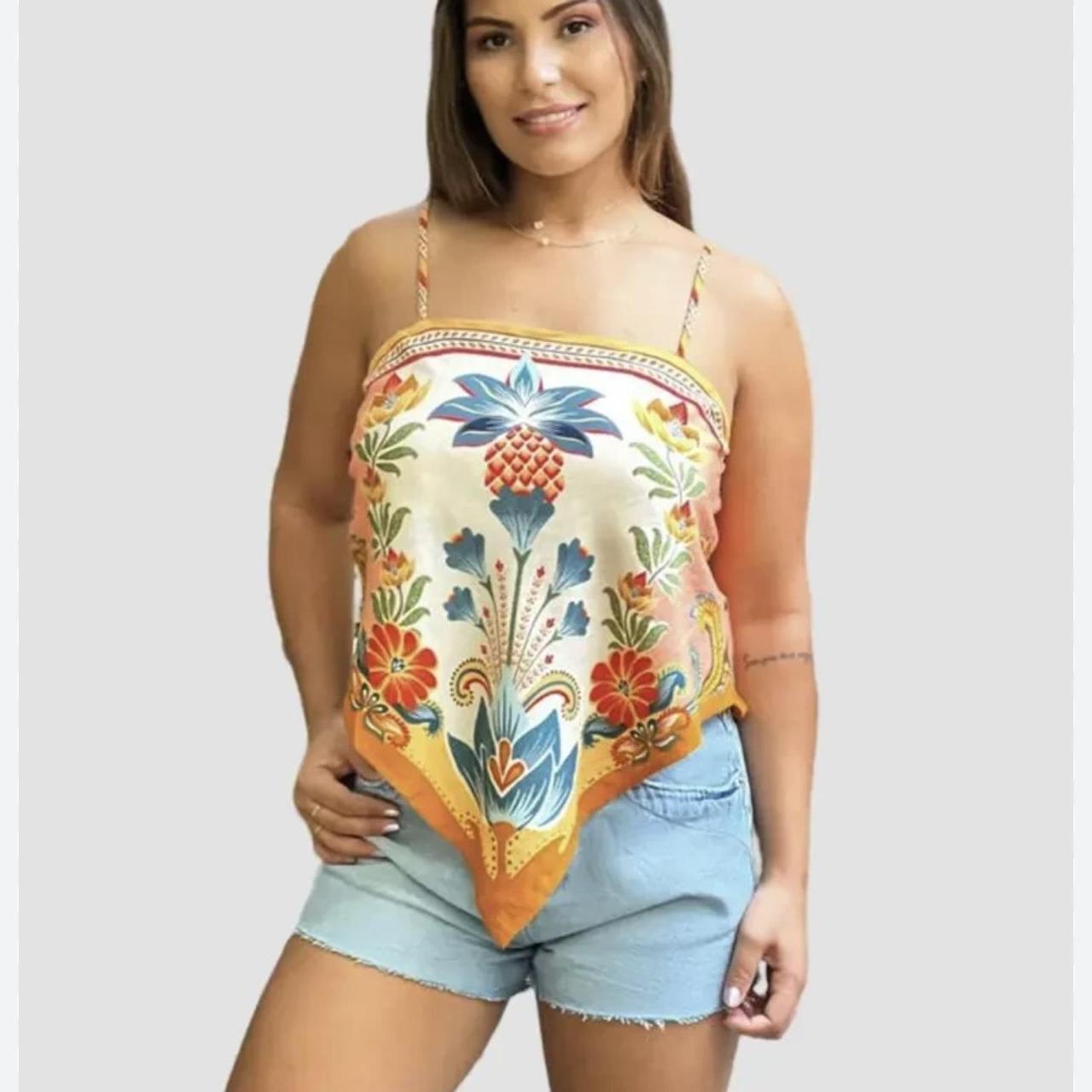 Farm RIO floral energy tank top name: farm floral... - Depop